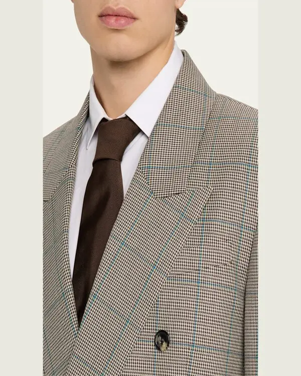 Saint Laurent Double-breasted Check Wool Blazer