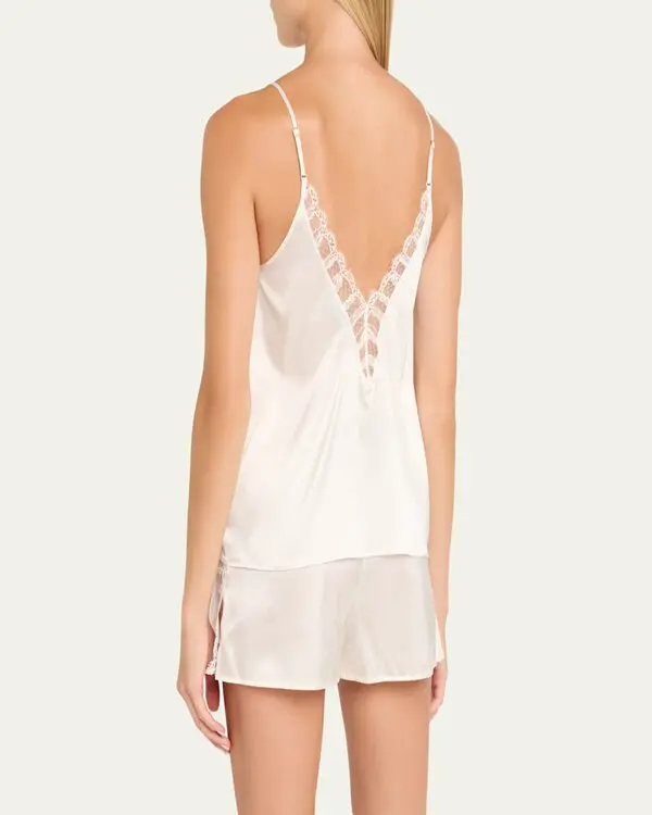 LIVY Murmure Lace-trim Silk Satin Top