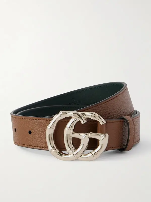 Gucci Textured-leather Belt - Brown