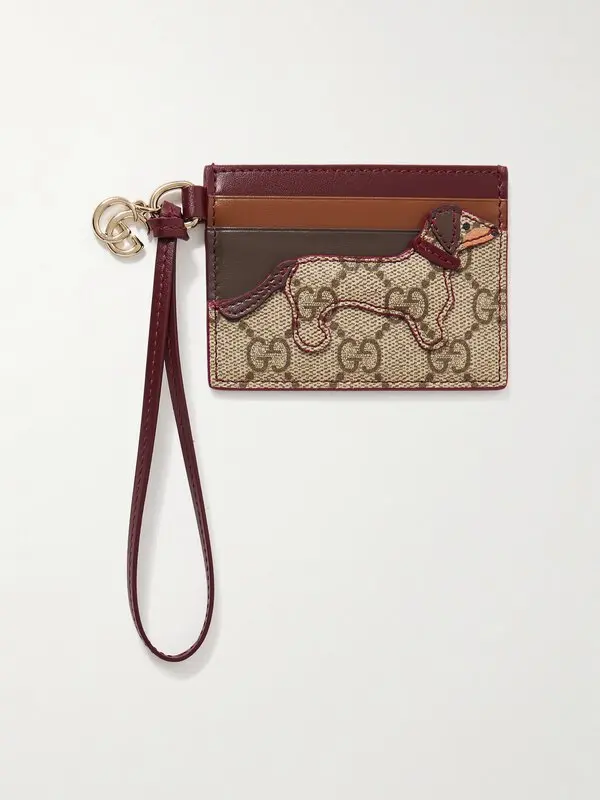 Gucci Appliquéd Printed Coated-canvas And Leather Cardholder - Neutrals
