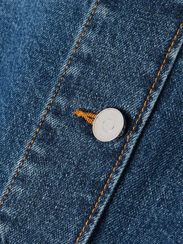 Alaïa Cropped Denim Jacket - Blue