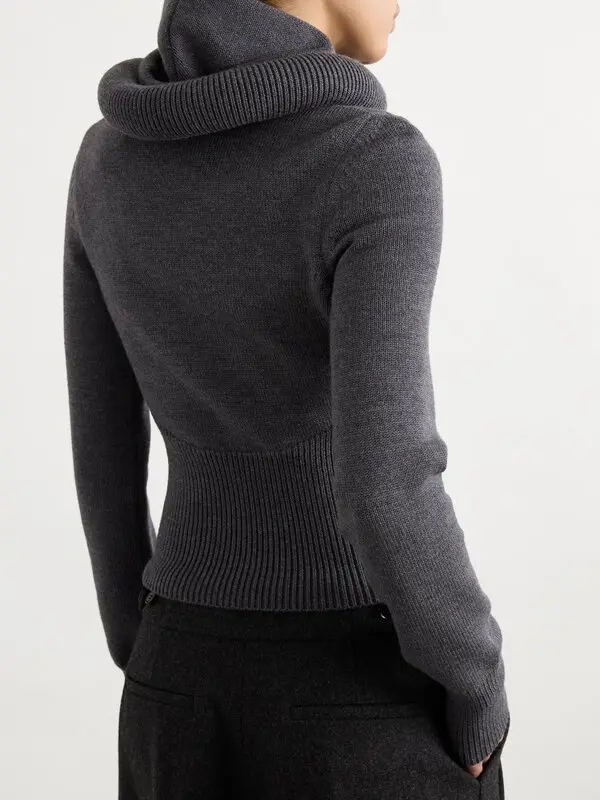 Alaïa Wool Hooded Sweater - Gray