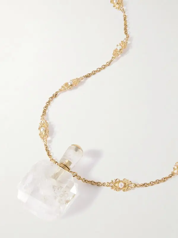Chloé Gold-tone Crystal And Faux Pearl Necklace - White