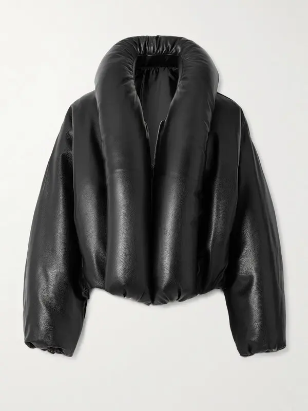 Alaïa Padded Leather Bomber Jacket - Black