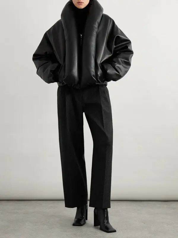 Alaïa Padded Leather Bomber Jacket - Black