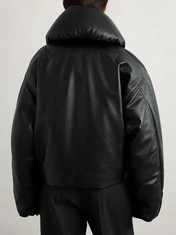 Alaïa Padded Leather Bomber Jacket - Black