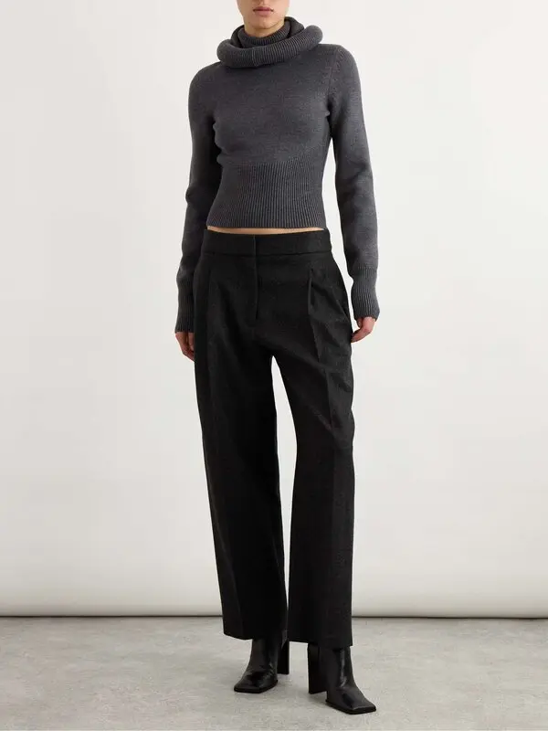 Alaïa Wool Straight-leg Trousers - Dark Gray