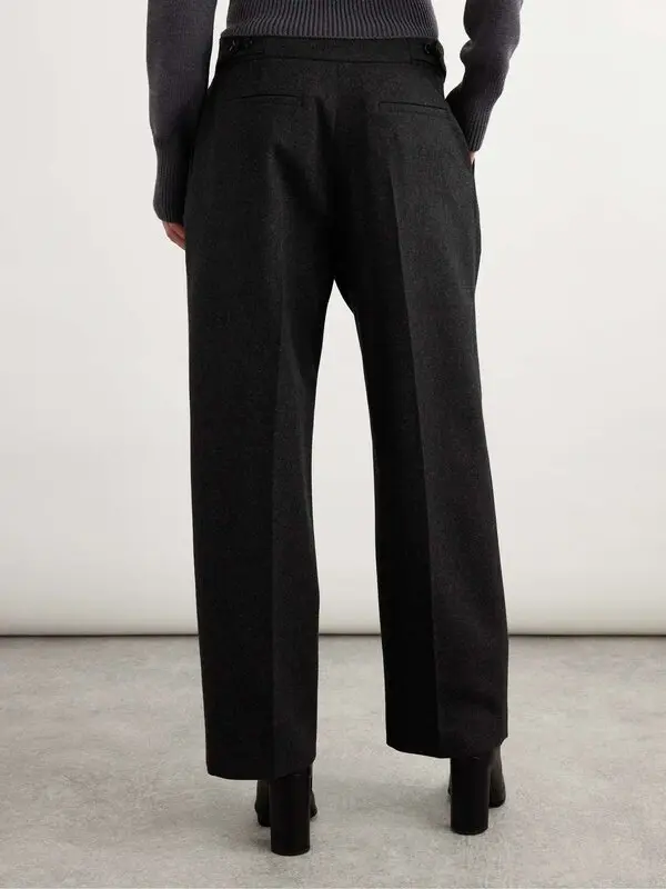 Alaïa Wool Straight-leg Trousers - Dark Gray