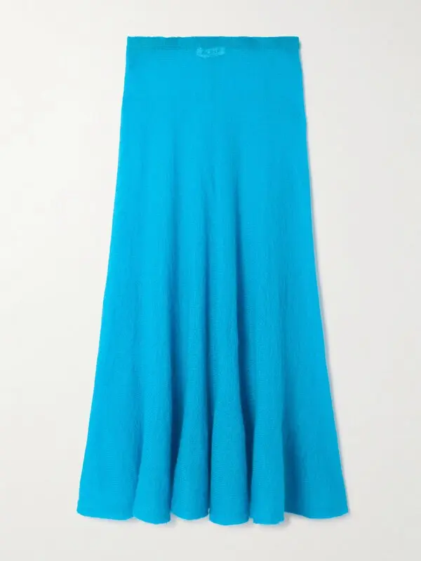Alaïa Pleated Mohair-blend Midi Skirt - Blue