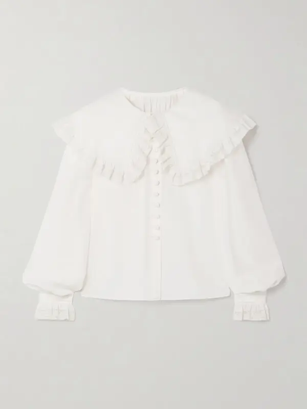 Chloé Lace-trimmed Organic Silk Blouse - White