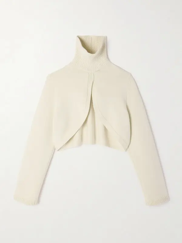 Alaïa Cropped Cashmere-blend Turtleneck Sweater - Neutrals