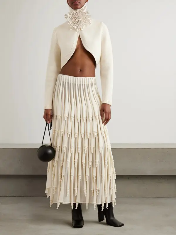 Alaïa Cropped Cashmere-blend Turtleneck Sweater - Neutrals