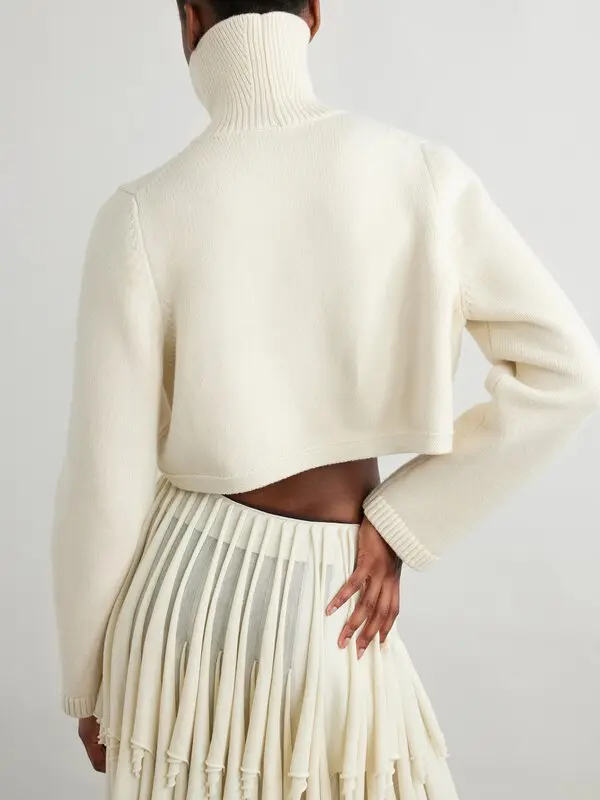 Alaïa Cropped Cashmere-blend Turtleneck Sweater - Neutrals