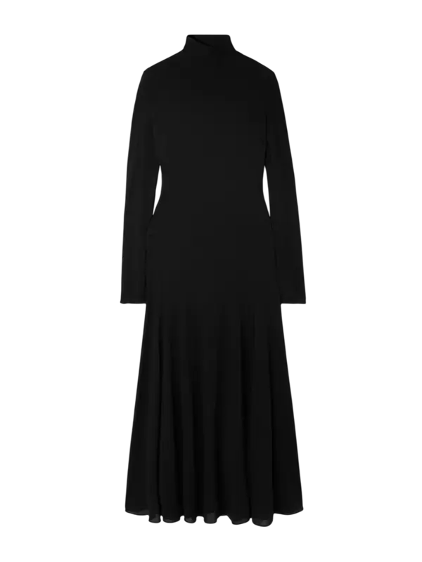 Alaïa Open-back Jersey Turtleneck Midi Dress - Black