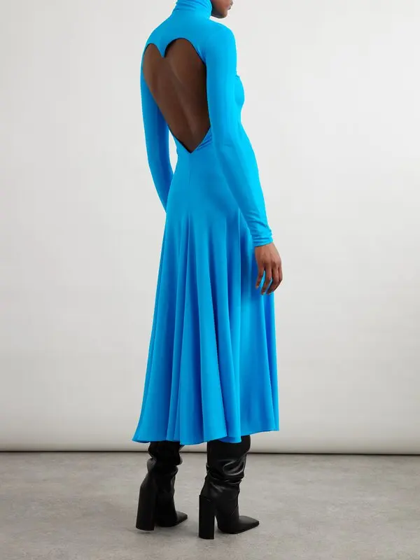 sachin and babi light blue dress ALAÏA Fluid Jersey Heart Dress - Blue Turquoise - Size 38
