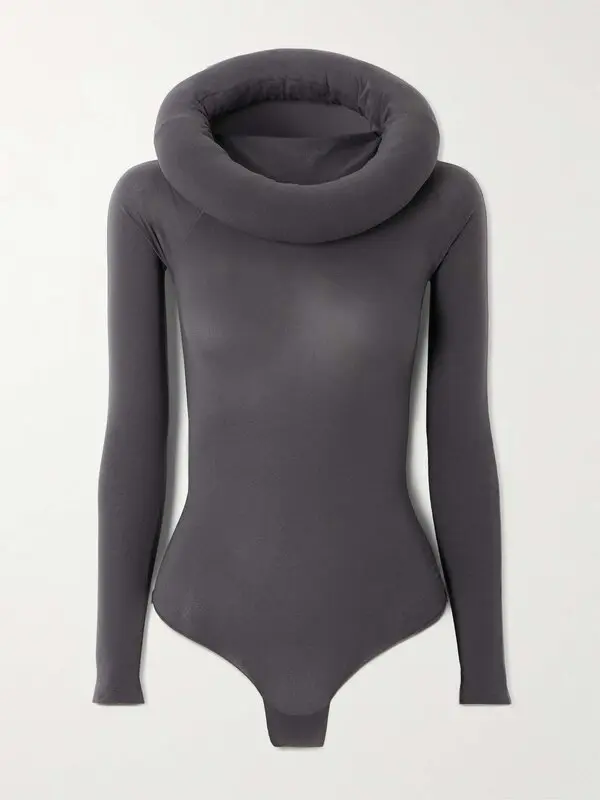 Alaïa Hooded Stretch-jersey Bodysuit - Dark Gray