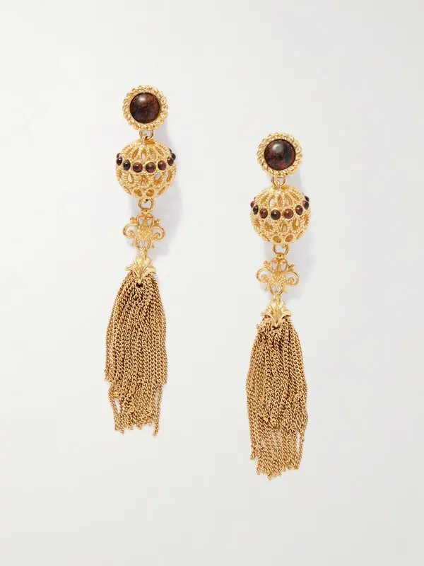 Chloé Tone Obsidian Earrings - Gold