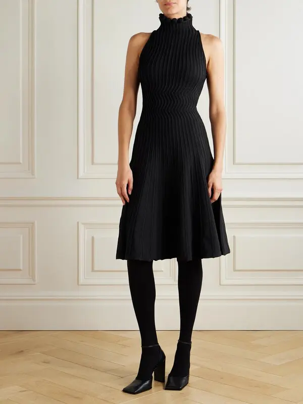 Alaïa Ribbed-knit Turtleneck Dress