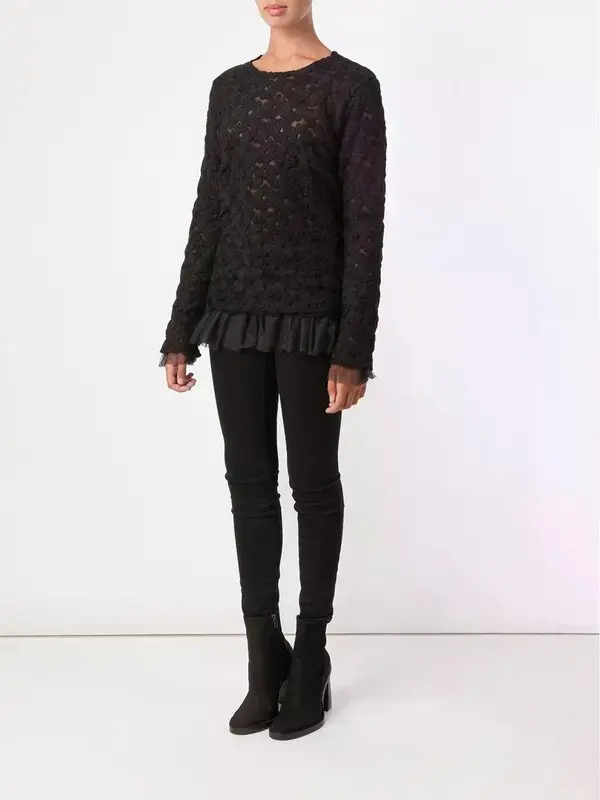 Comme Des Garçons Tulle Layer Flower Knit Sweater
