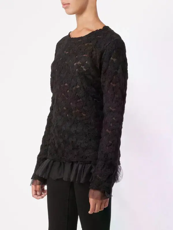 Comme Des Garçons Tulle Layer Flower Knit Sweater