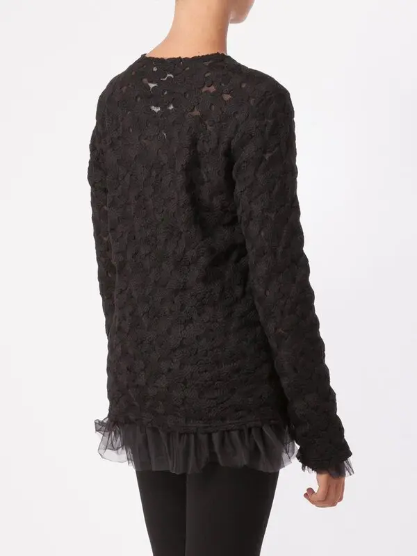 Comme Des Garçons Tulle Layer Flower Knit Sweater