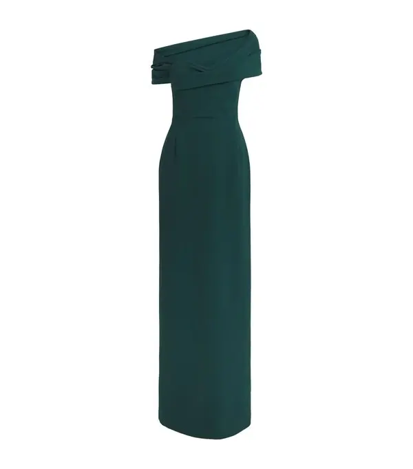 Carolina Herrera Crepe Draped Off-the-shoulder Gown