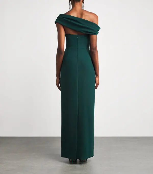 Carolina Herrera Crepe Draped Off-the-shoulder Gown