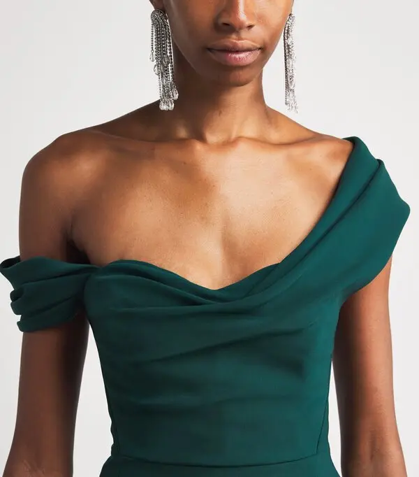 Carolina Herrera Crepe Draped Off-the-shoulder Gown