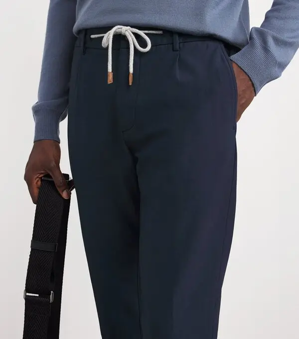 Eleventy Cotton-blend Drawstring Trousers - Blue