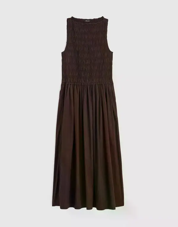 Madewell Melody Smocked Midi Dress In Molasses - 37% Off | Editorialist