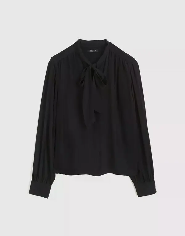 Madewell Tie-neck Long-sleeve Top - Jet Black