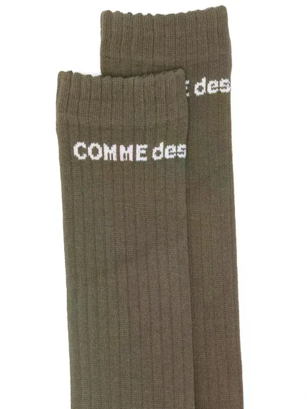 Comme Des Garçons Ribbed Logo Detail Socks - Green
