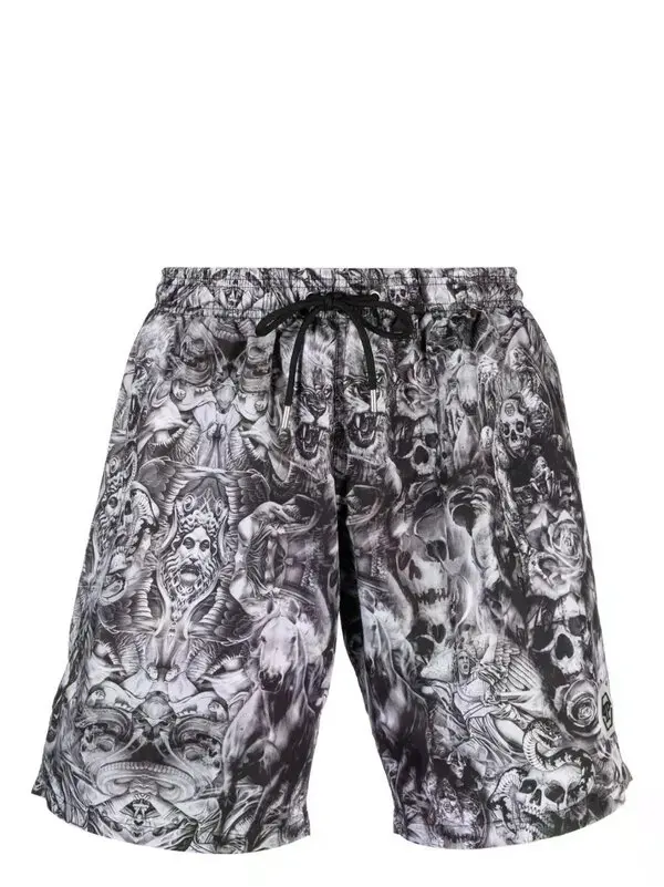 Philipp Plein Graphic-print Swim Shorts - Black