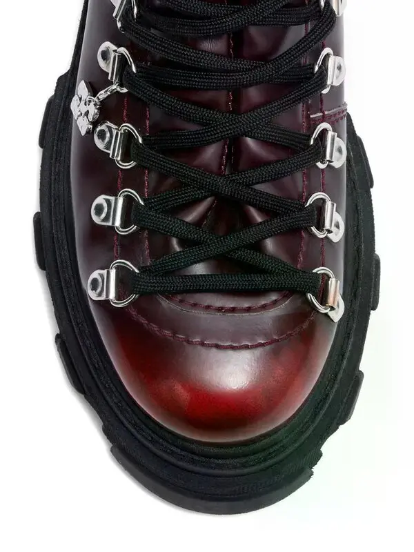 GANNI Lace-up Lug Sole Boots - Red