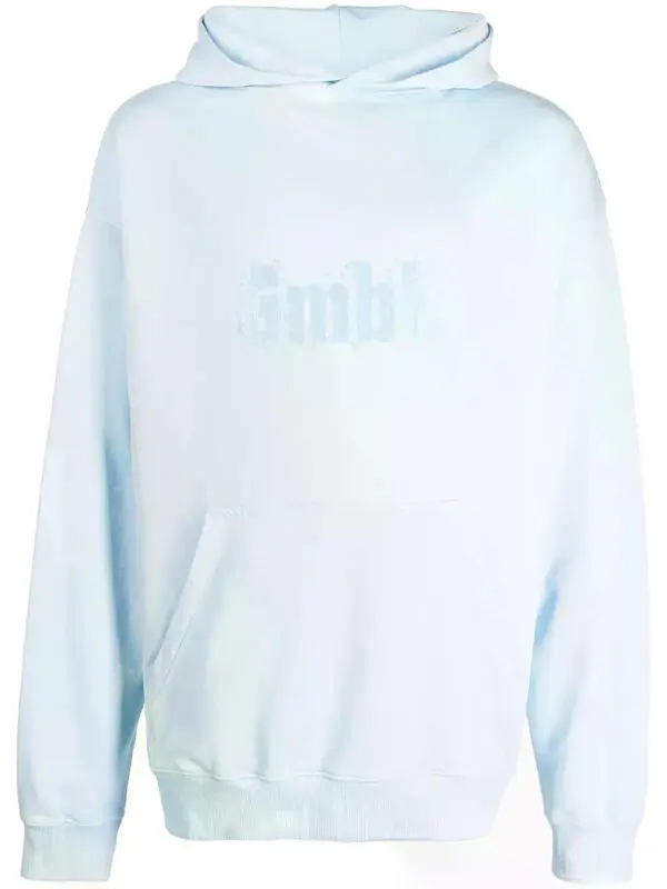 GMBH Logo-print Cotton Hoodie - Blue