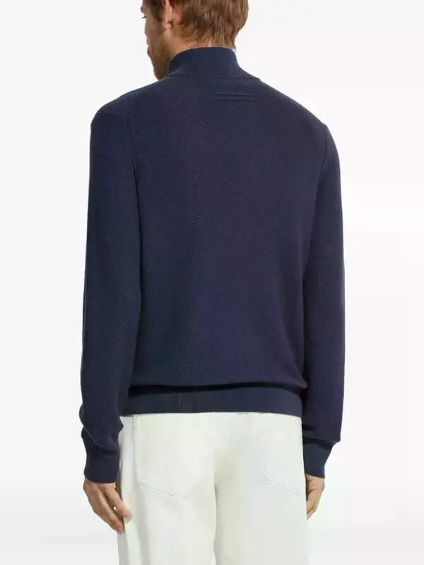 Zegna Mock-neck Half-zip Cashmere Sweater - Blue