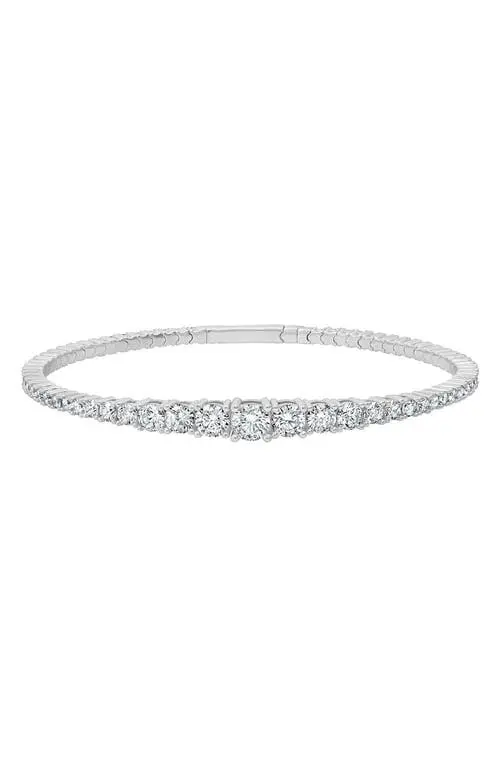 CRISLU Graduated Round Cubic Zirconia Flex Bracelet - Pure Platinum/clear Stone