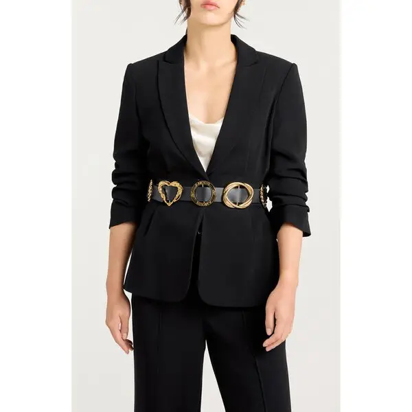 Cinq À Sept Ruched Sleeve Belted Blazer