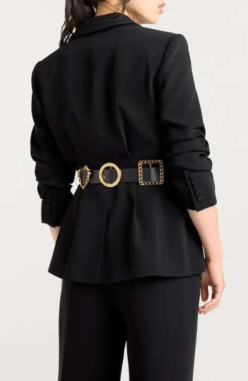 Cinq À Sept Ruched Sleeve Belted Blazer