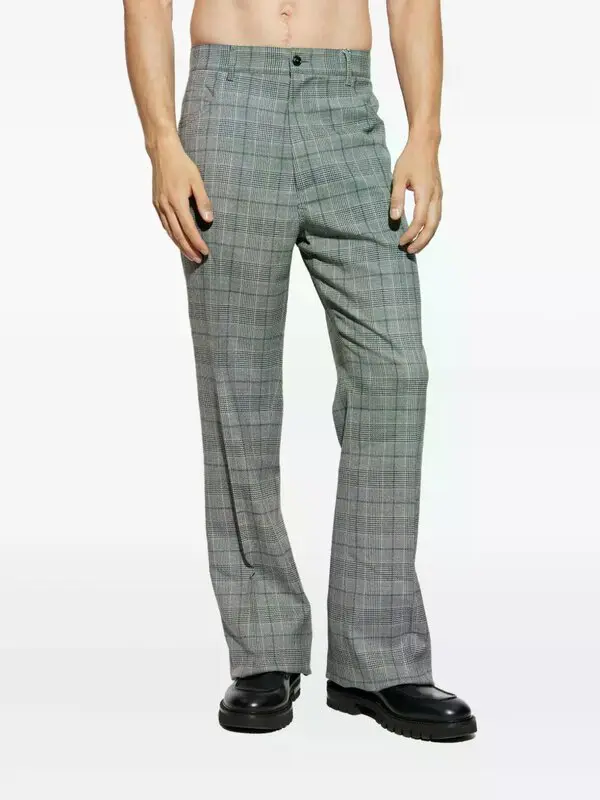 Amiri Checked Wide-leg Trousers - Grey