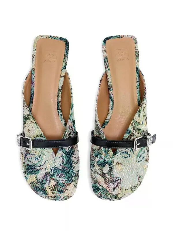 GANNI Tapestry Kitten Heeled Mules