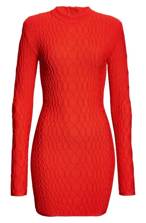 Balmain Long Sleeve Crocodile Knit Minidress