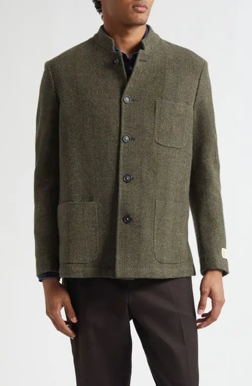 Massimo Alba Wool Herringbone Nehru Jacket
