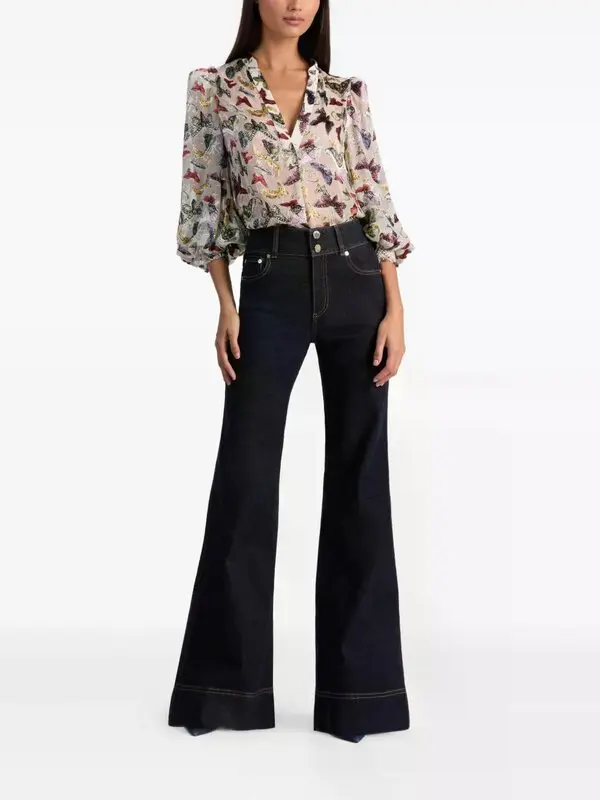 Alice + Olivia Sheila Butterfly Print Blouse