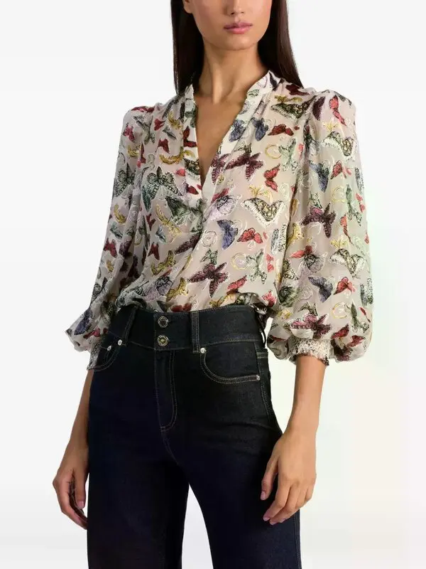 Alice + Olivia Sheila Butterfly Print Blouse
