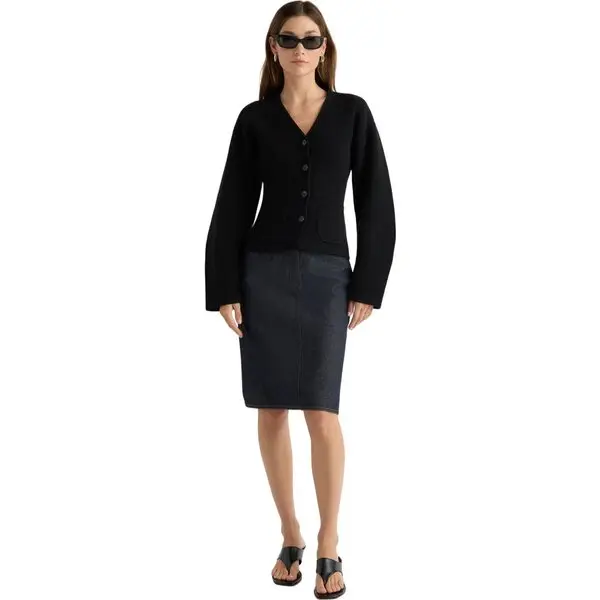 Modern Citizen Organic Cotton-merino Wool V-neck Cardigan - Black