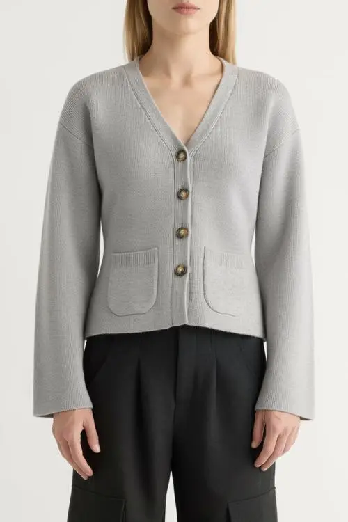 Modern Citizen Organic Cotton-merino Wool V-neck Cardigan - Black
