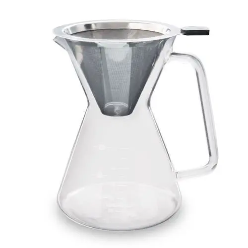 LONDON SIP Glass Pour Over Carafe W/ Reusable Filter - Clear