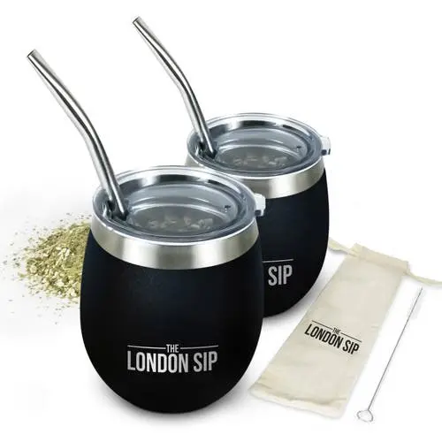 LONDON SIP Yerba Mate Cup Set 8oz - Black