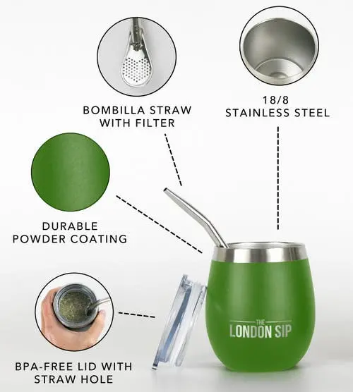 LONDON SIP Yerba Mate Cup Set 8oz - Green